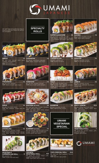 Menu – Umami Japanese Restaurant