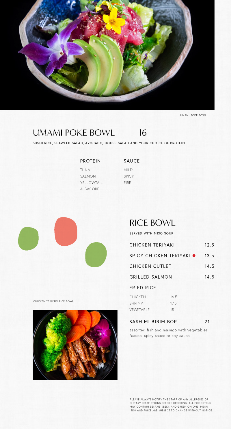 Menu – Umami Japanese Restaurant